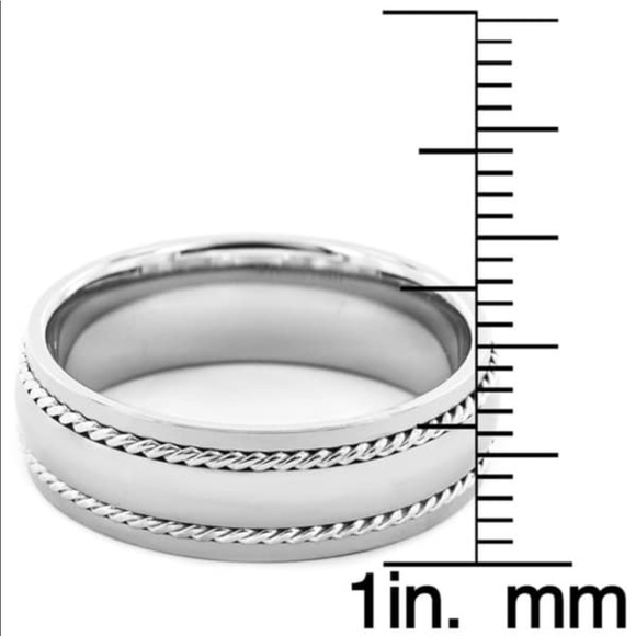 Accessories | Mens Polished Titanium With Sterling Silver Rope | Poshmark